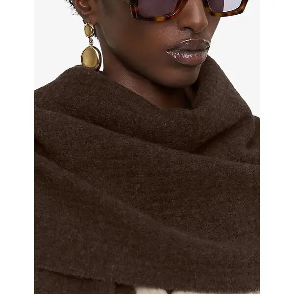 JOSEPH Flora Waffle Wool Scarf - Cocoa