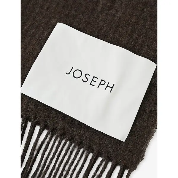 JOSEPH Flora Waffle Wool Scarf - Cocoa