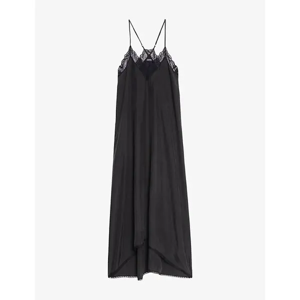 Zadig&Voltaire Lace-trim Silk Midi Dress - Black