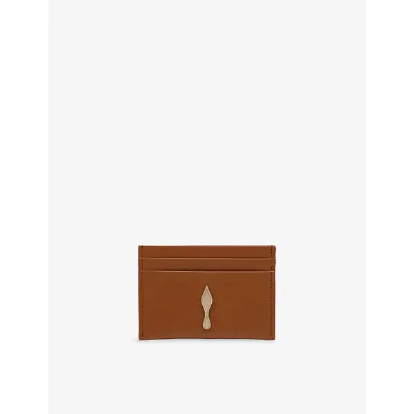 CHRISTIAN LOUBOUTIN Bettina Calf-leather Card Holder - Cuoio/gold