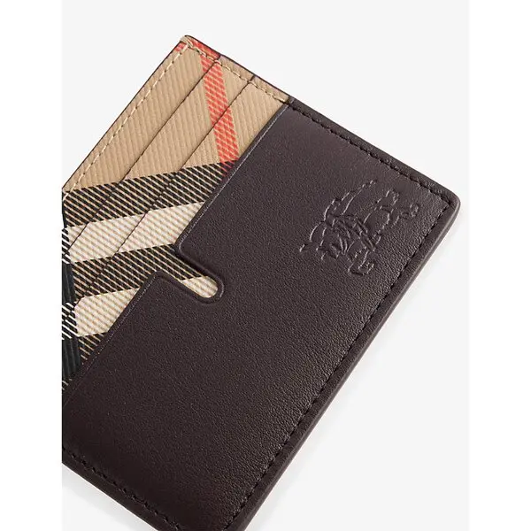 Burberry New Tall Check-print Cotton-blend And Leather Card Holder - Sand