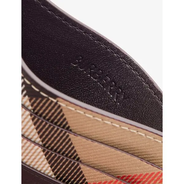 Burberry New Tall Check-print Cotton-blend And Leather Card Holder - Sand
