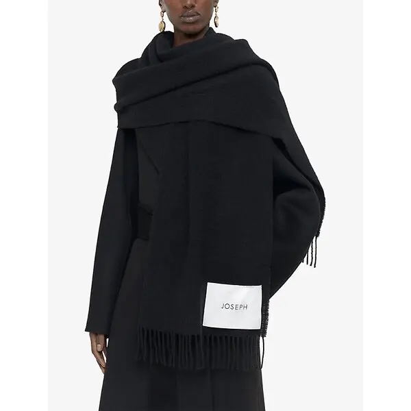 JOSEPH Flora Waffle Wool Scarf - Black