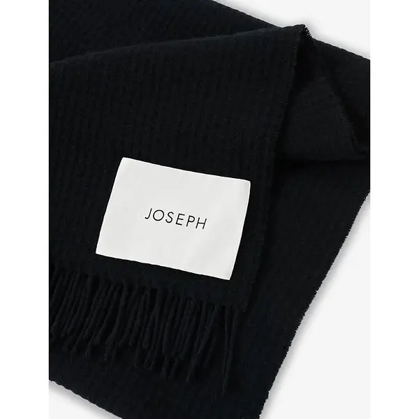JOSEPH Flora Waffle Wool Scarf - Black