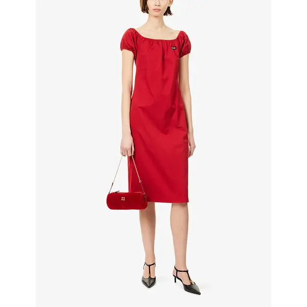 fitted lace wedding dress Miu Miu // Red Oversized Button Shift Dress  VSP Consignment
