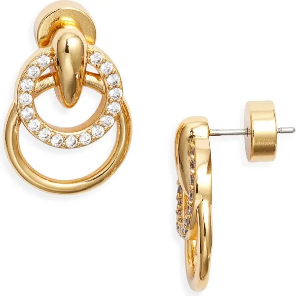 Nordstrom Cubic Zirconia Doorknocker Drop Earrings - Clear- Gold