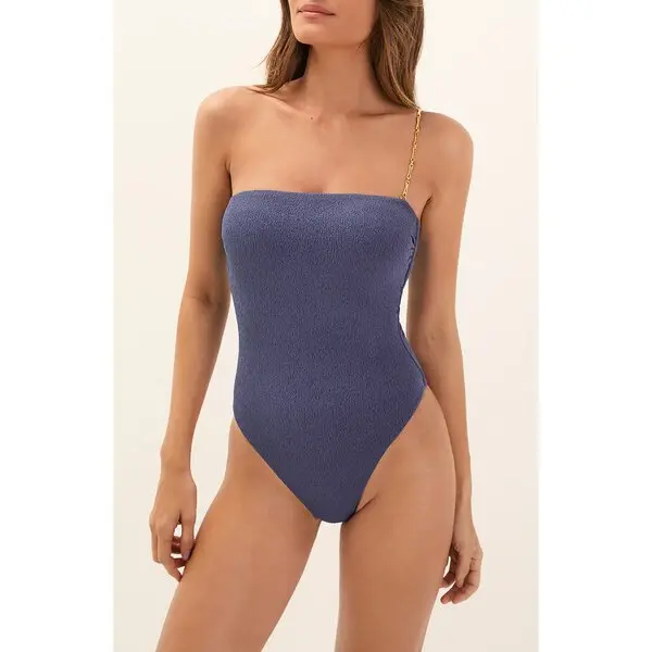 VIX PAULA HERMANNY Bell Penelope Chain Strap One-piece Swimsuit - Blue