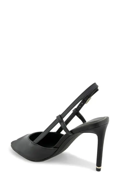 KENNETH COLE Londyn Slingback Peep Toe Sandal - Black Leather