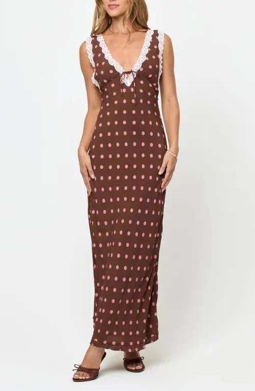 L*Space Eyes On You Lace Trim Open Back Maxi Cover-up Dress - Alotta Polka Dot