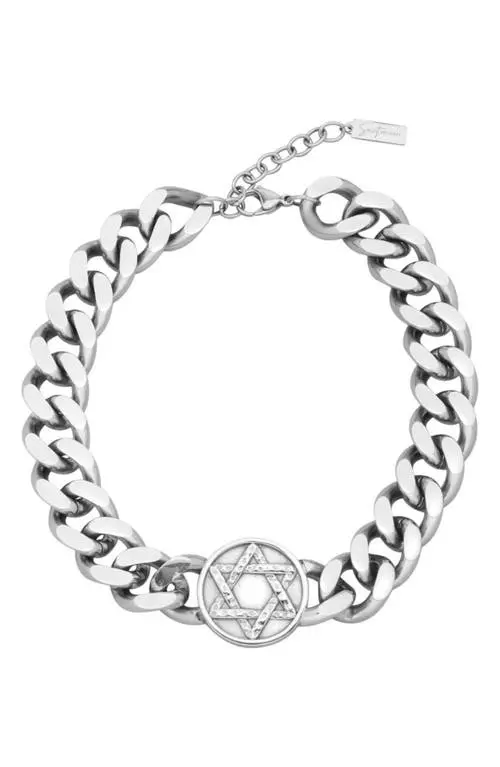 ST. MORAN Star Of David Chain Choker Necklace - Silver