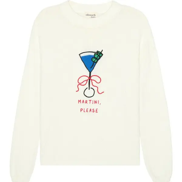 ELLSWORTH + IVEY Sadie Crewneck Sweater - Ivory Martini