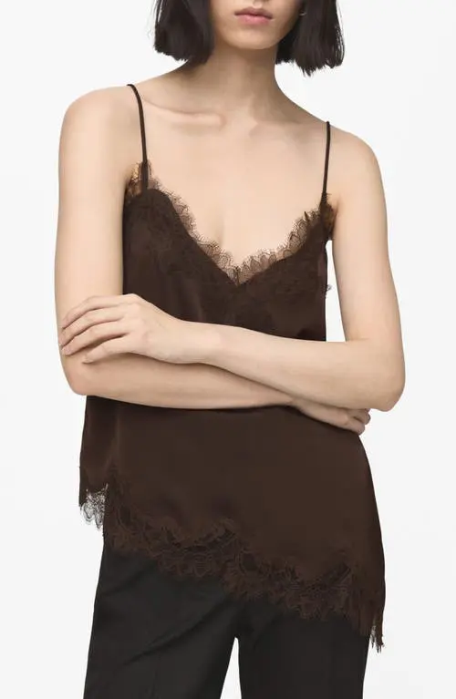 Mango Lace Trim Camisole - Brown