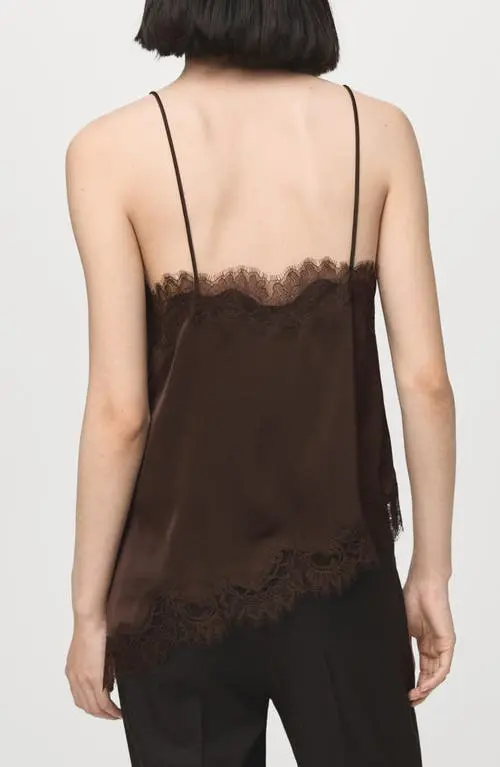 Mango Lace Trim Camisole - Brown