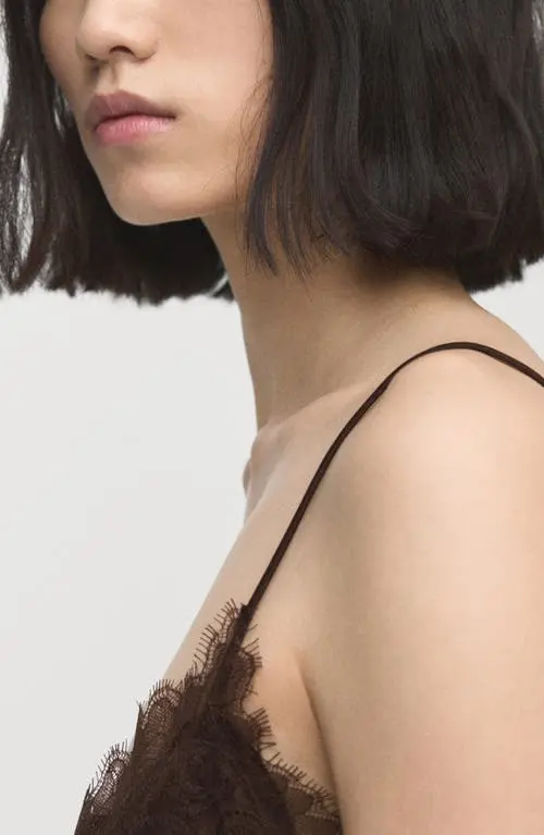 Mango Lace Trim Camisole - Brown