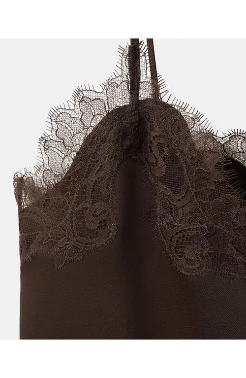 Mango Lace Trim Camisole - Brown