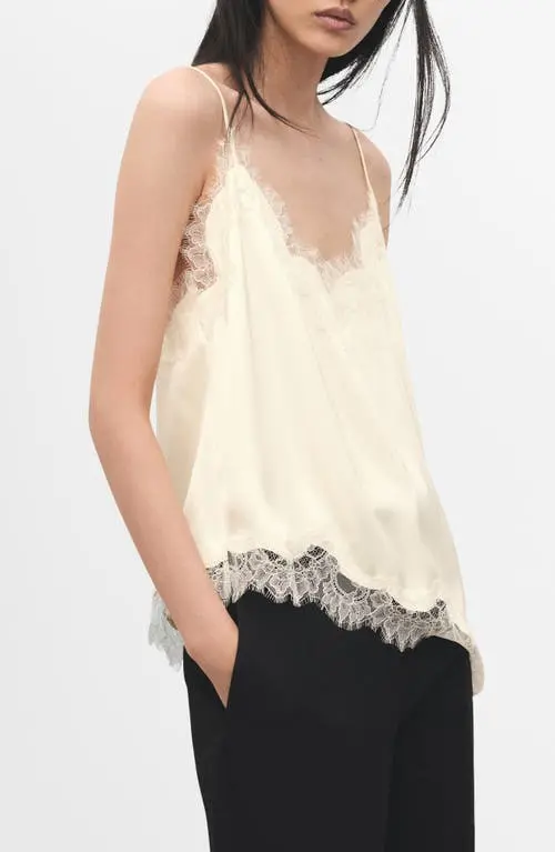 Mango Lace Trim Camisole - Ecru