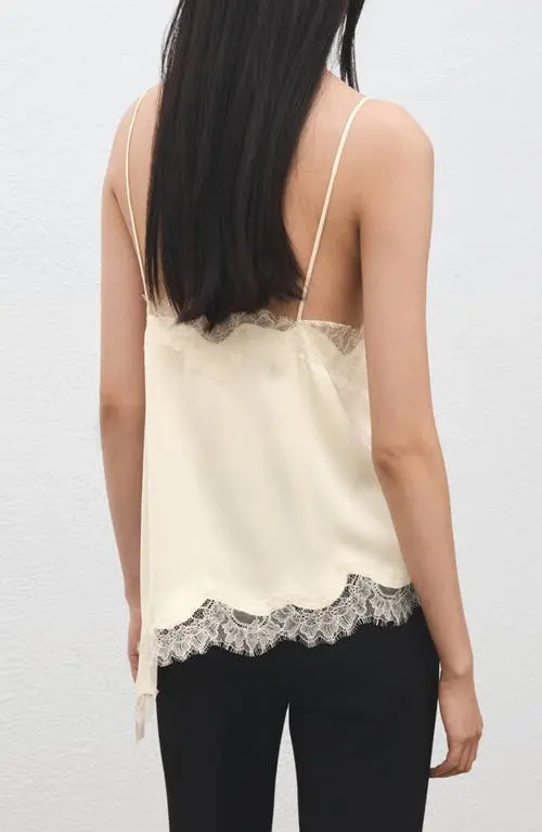 Mango Lace Trim Camisole - Ecru