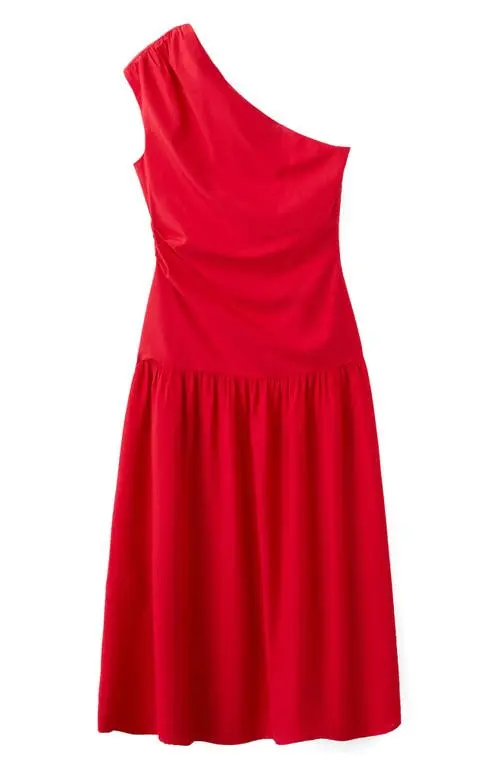 Mango One-shoulder Drop Waist Cocktail Dress - Red