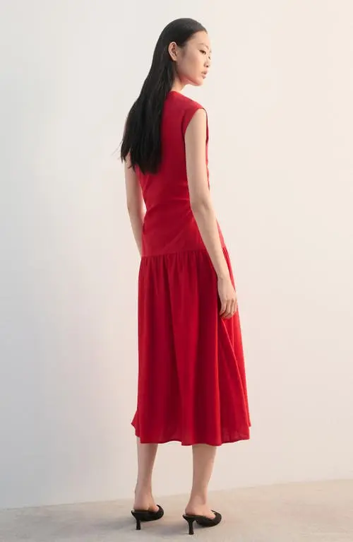 Mango One-shoulder Drop Waist Cocktail Dress - Red