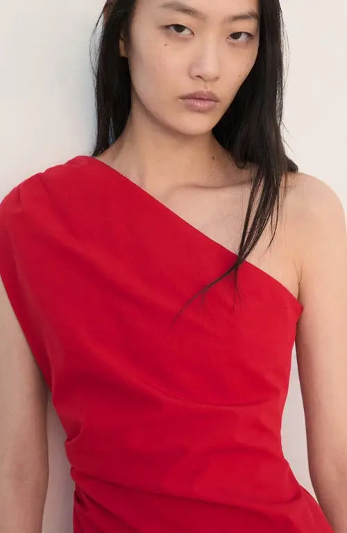 Mango One-shoulder Drop Waist Cocktail Dress - Red