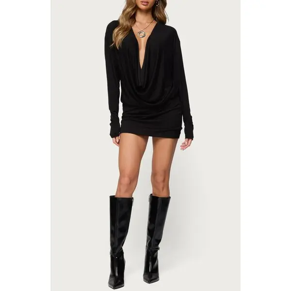EDIKTED Romelia Cowl Neck Minidress - Black