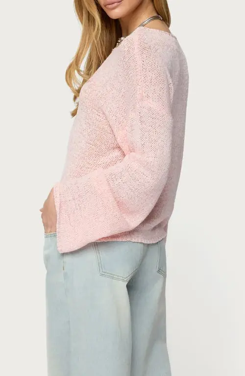 EDIKTED Drop Shoulder Lightweight Sweater - Pink