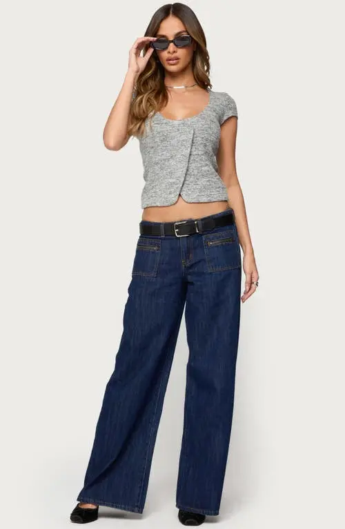 EDIKTED Asymmetric Crop Knit Top