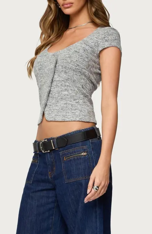 EDIKTED Asymmetric Crop Knit Top