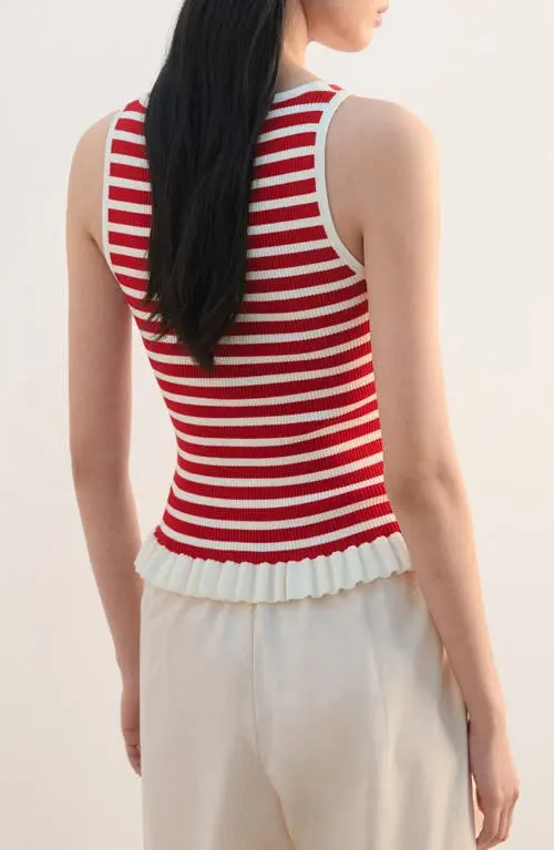 Mango Stripe Pleat Hem Rib Tank