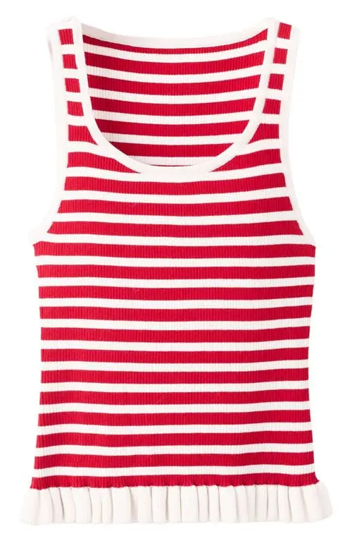 Mango Stripe Pleat Hem Rib Tank