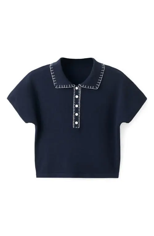 Mango Whipstitch Polo Sweater