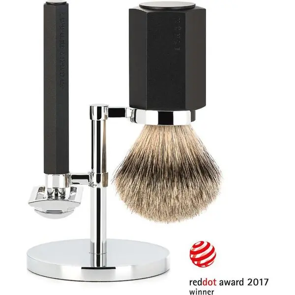 MUHLE Hexagon 3-piece Silvertip Badger Shaving Set - Graphite