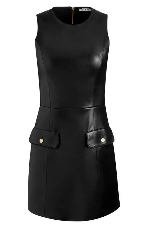 Alice + Olivia Marcella Faux Leather Sleeveless Dress