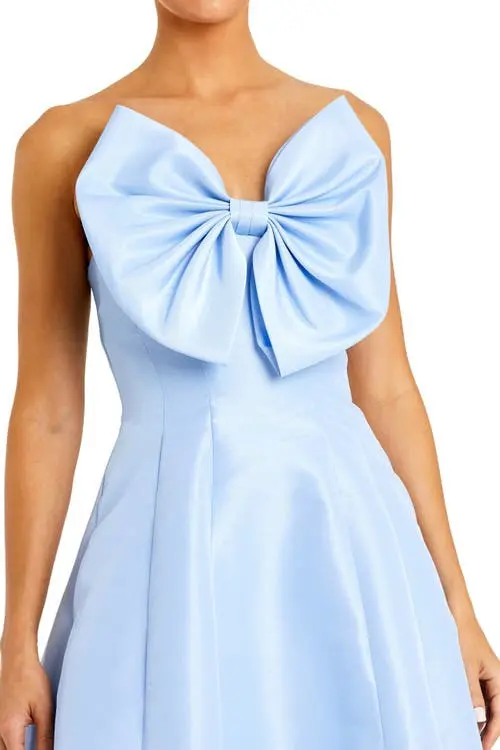Mac Duggal Strapless A-line Tea Length Gown With Bow