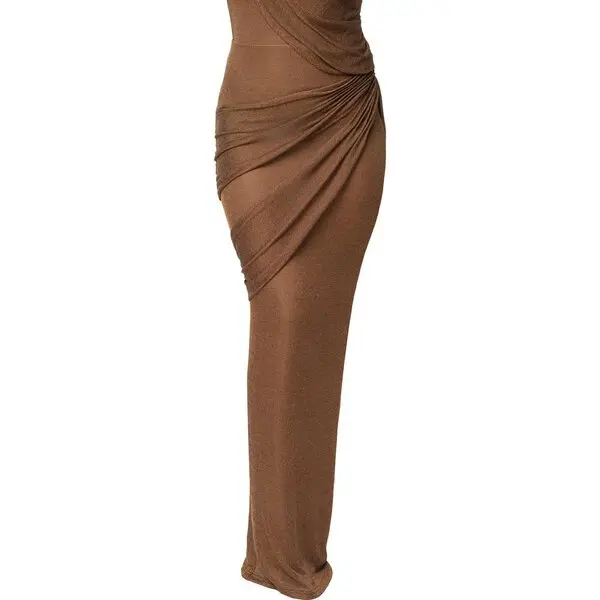 JLUXLABEL Opulent Metallic Maxi Skirt - Bronze