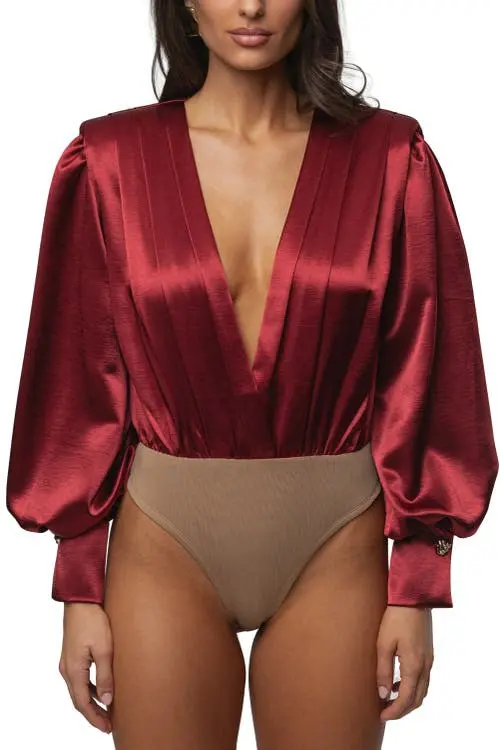 JLUXLABEL Satin Radiance Bodysuit - Red