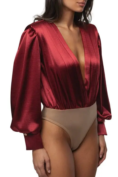 JLUXLABEL Satin Radiance Bodysuit - Red