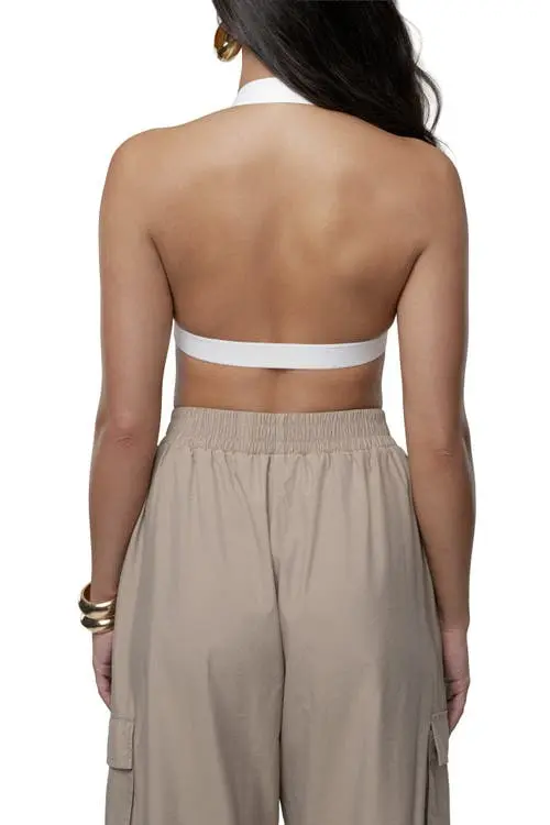 JLUXLABEL Belted Halter Top - Ivory