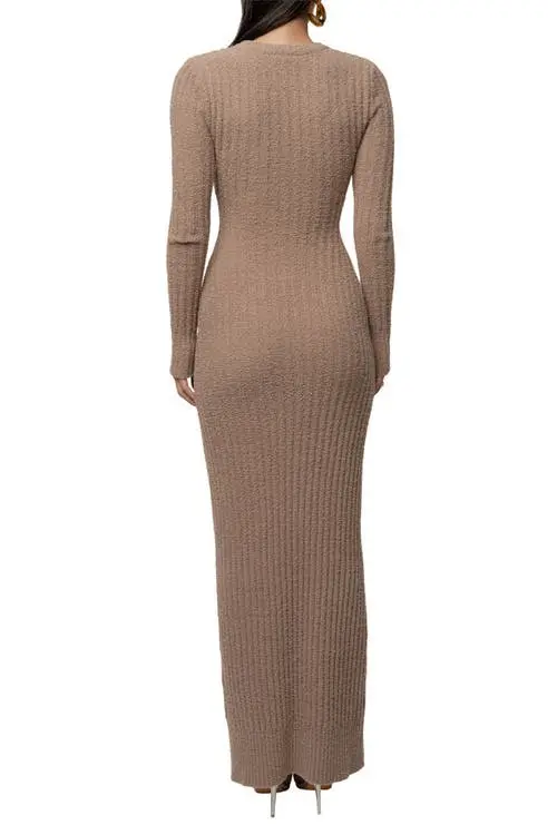 JLUXLABEL Ribbed Maxi Dress With Shawl