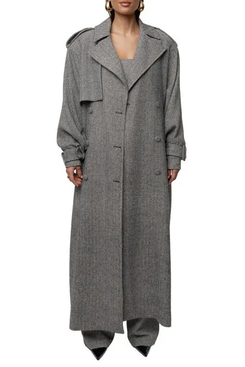 JLUXLABEL Herringbone Oversized Trench Coat