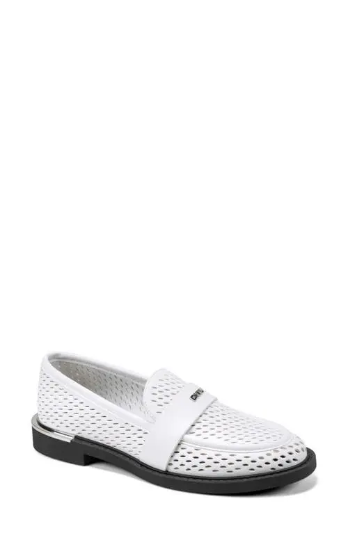 Dkny Perforated Loafer With Logo - White