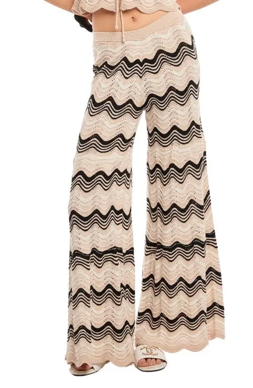 CAPITTANA Kari Open Stitch Wide Leg Pants - Neutral