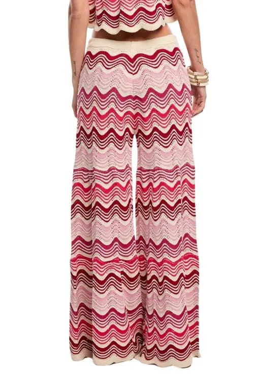 CAPITTANA Kari Wide Leg Pointelle Cover-up Pants - Pink