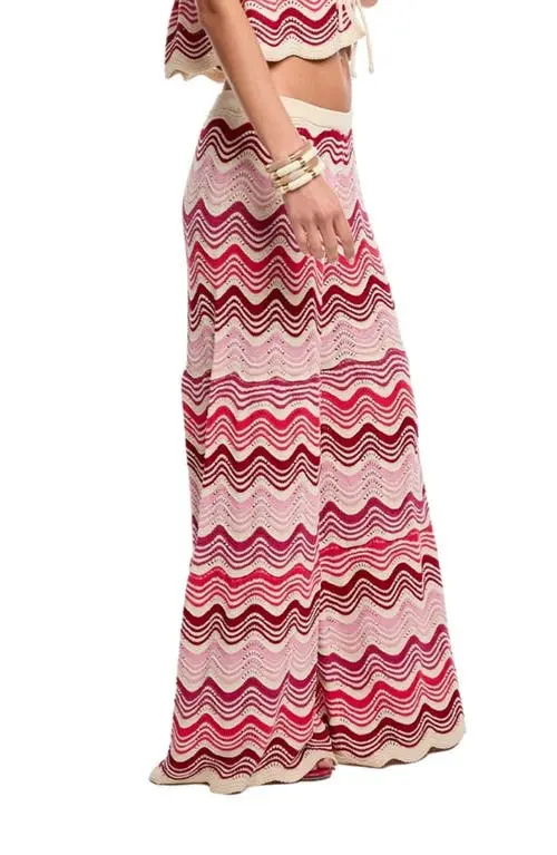 CAPITTANA Kari Wide Leg Pointelle Cover-up Pants - Pink