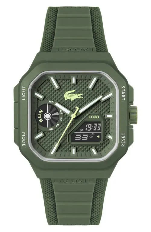 Lacoste Ana-digi Silicone Strap Watch - Khaki Green