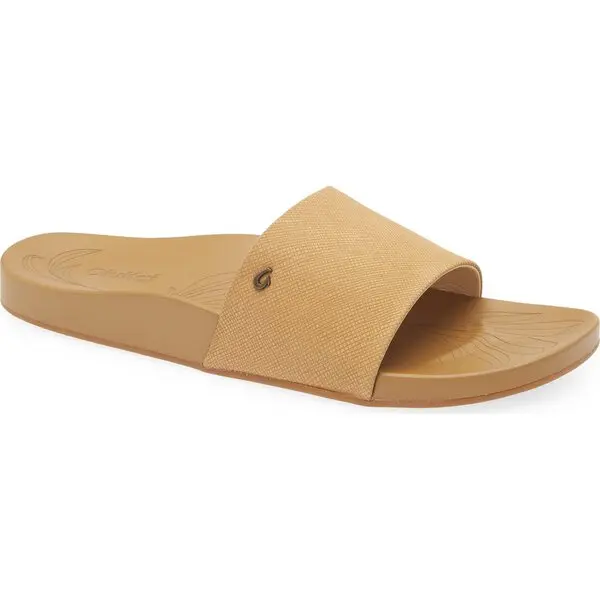 Olukai Kipea'a Pono Slide Sandal - Sahara/crosshatch