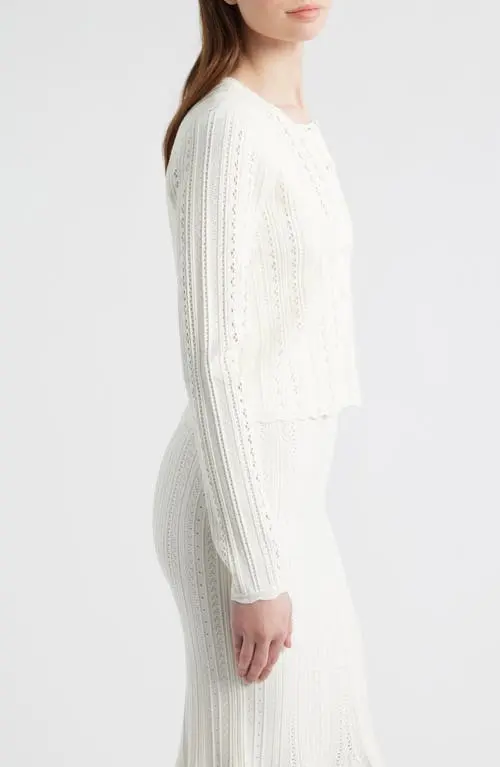 LoveShackFancy Pointelle Knit Cardigan - White Tea