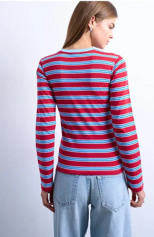 Topshop Everyday Stripe Long Sleeve Cotton T-shirt