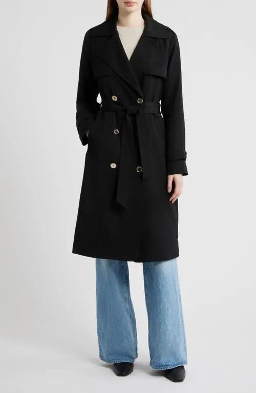 Michael Kors Drapey Tie Waist Trench Coat - Black