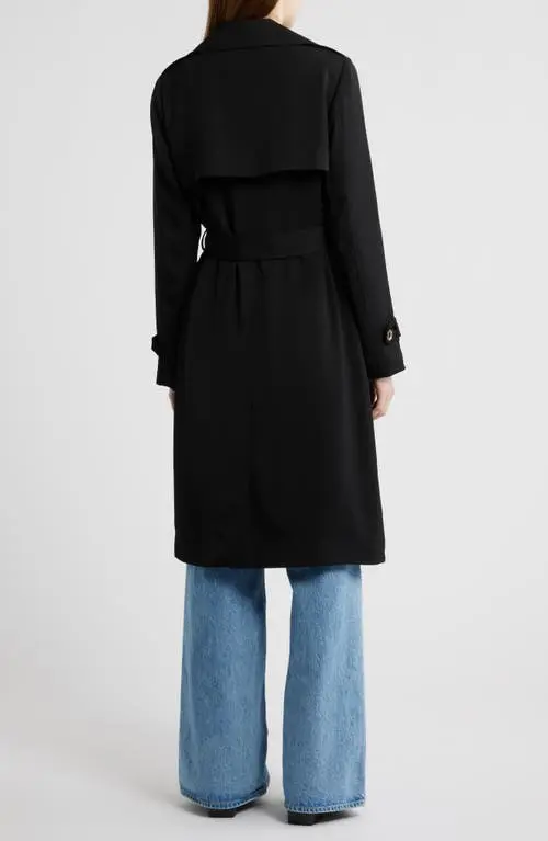 Michael Kors Drapey Tie Waist Trench Coat - Black